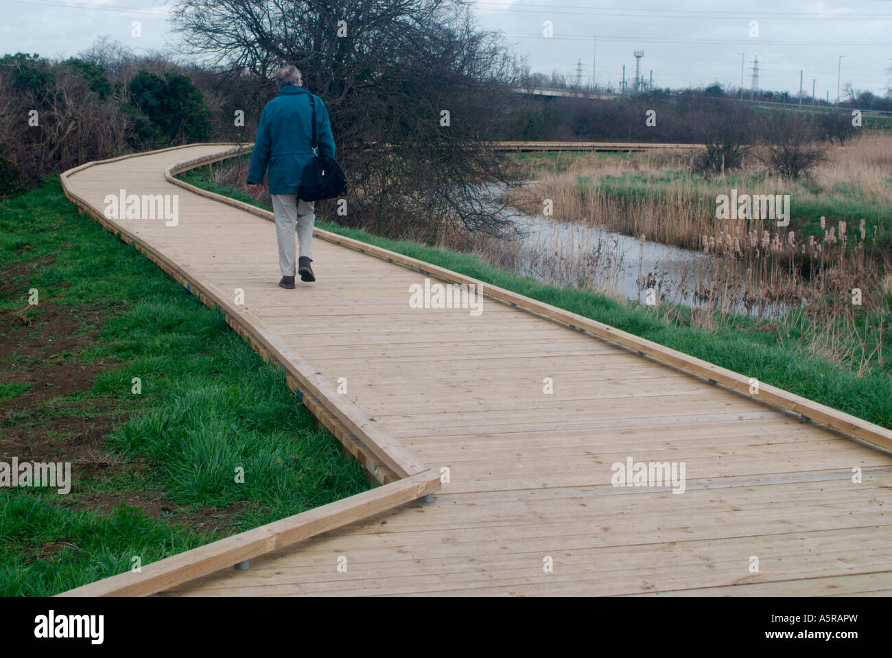 Rainham Marsh nature reserve wooden raised footpath. 6139 Stock Photo ...