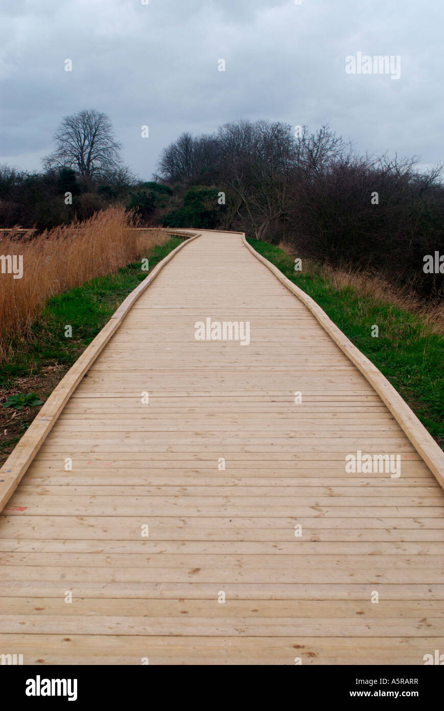 Rainham Marsh nature reserve wooden raised footpath. 6139 Stock Photo ...
