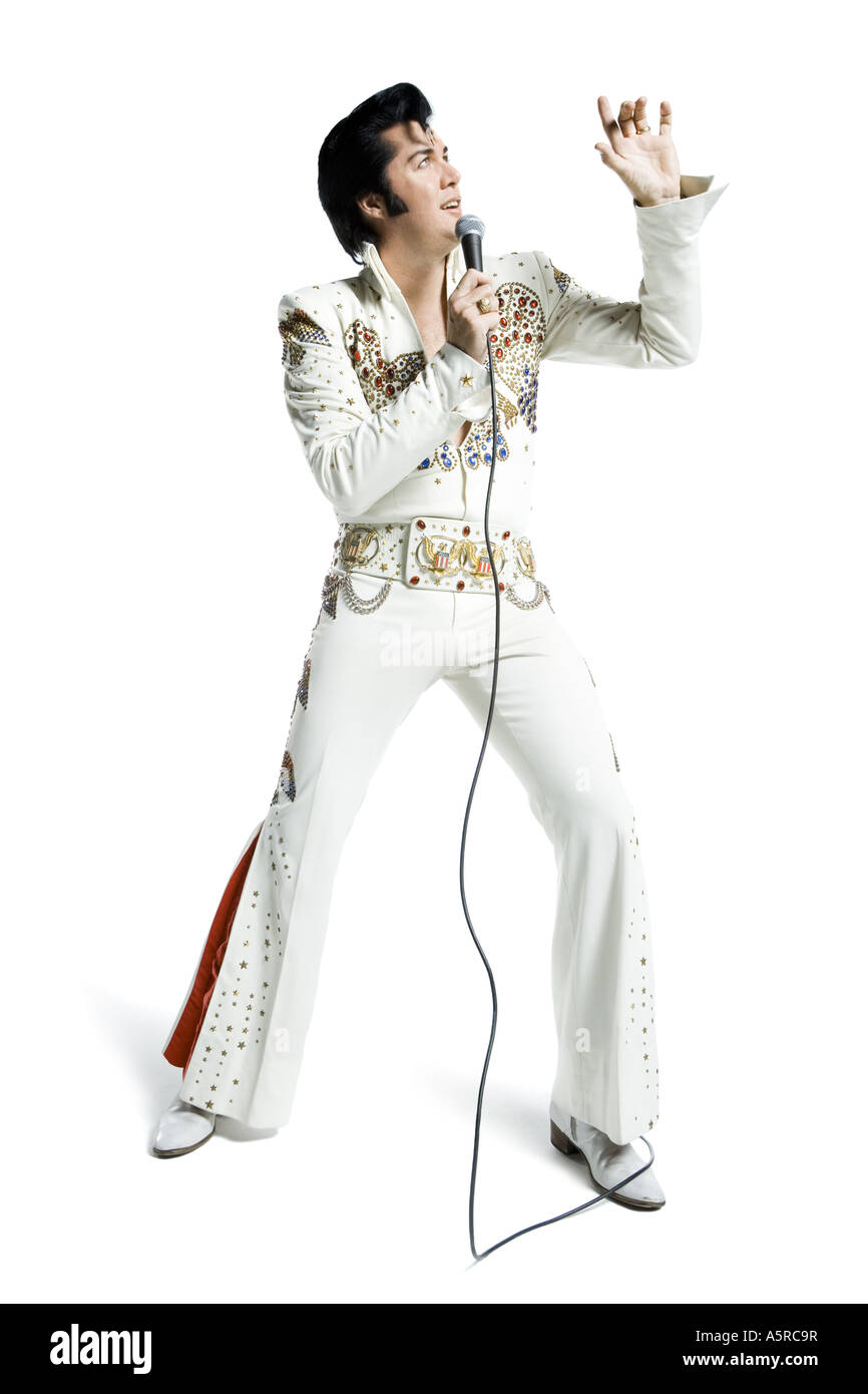Elvis with microphone Cut Out Stock Images & Pictures - Alamy