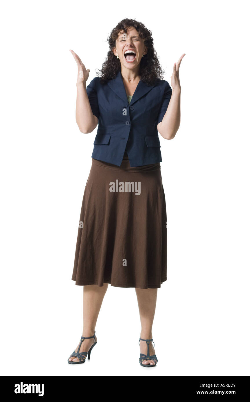 Young woman shouting Stock Photo - Alamy
