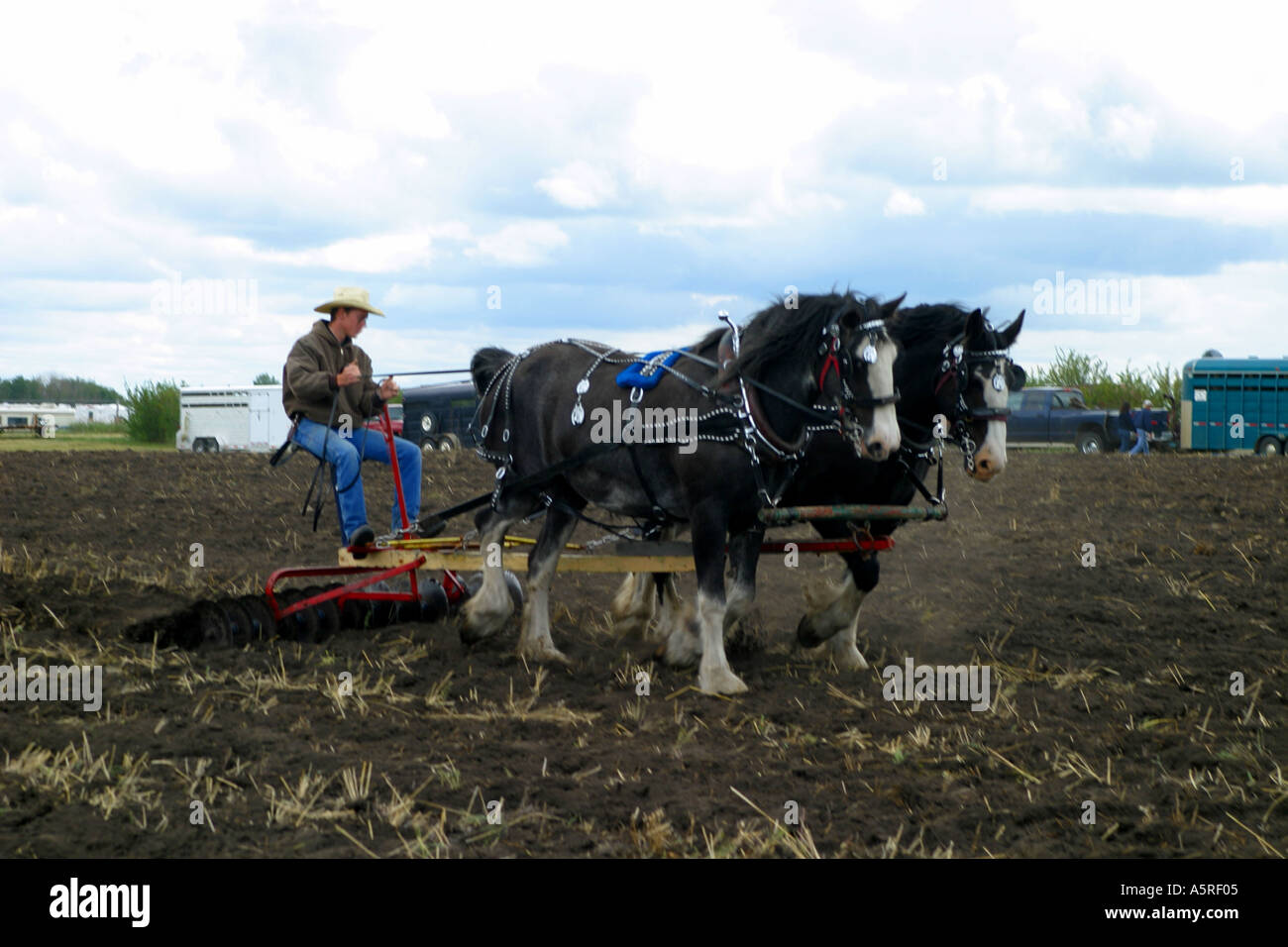 Horizontal Farming in times past Ploughing with a team of horses Stock ...