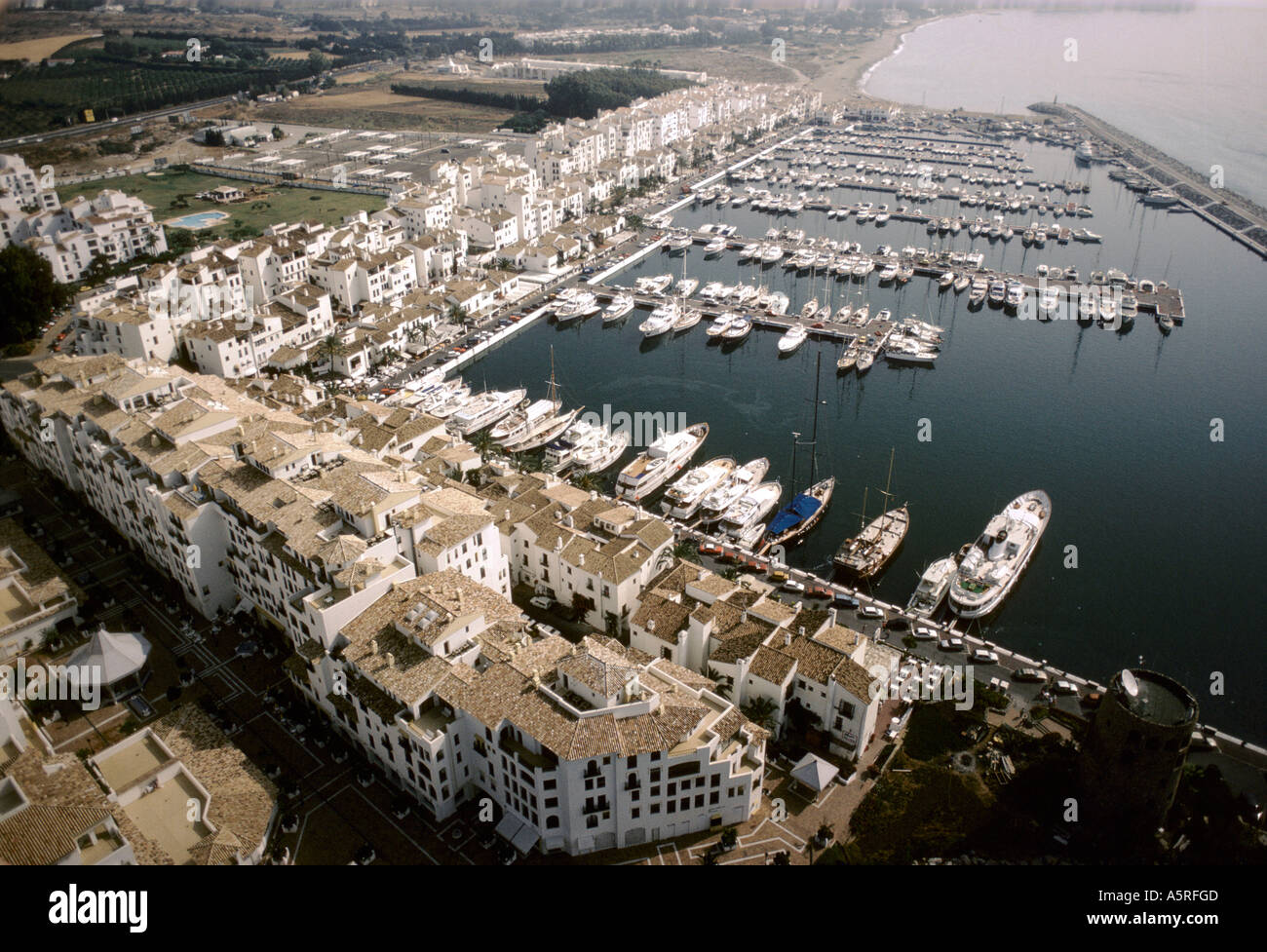 AERIAL VIEW OF PUERTO BANUS MARINA, MARBELLA, SPAIN Stock Photo - Alamy