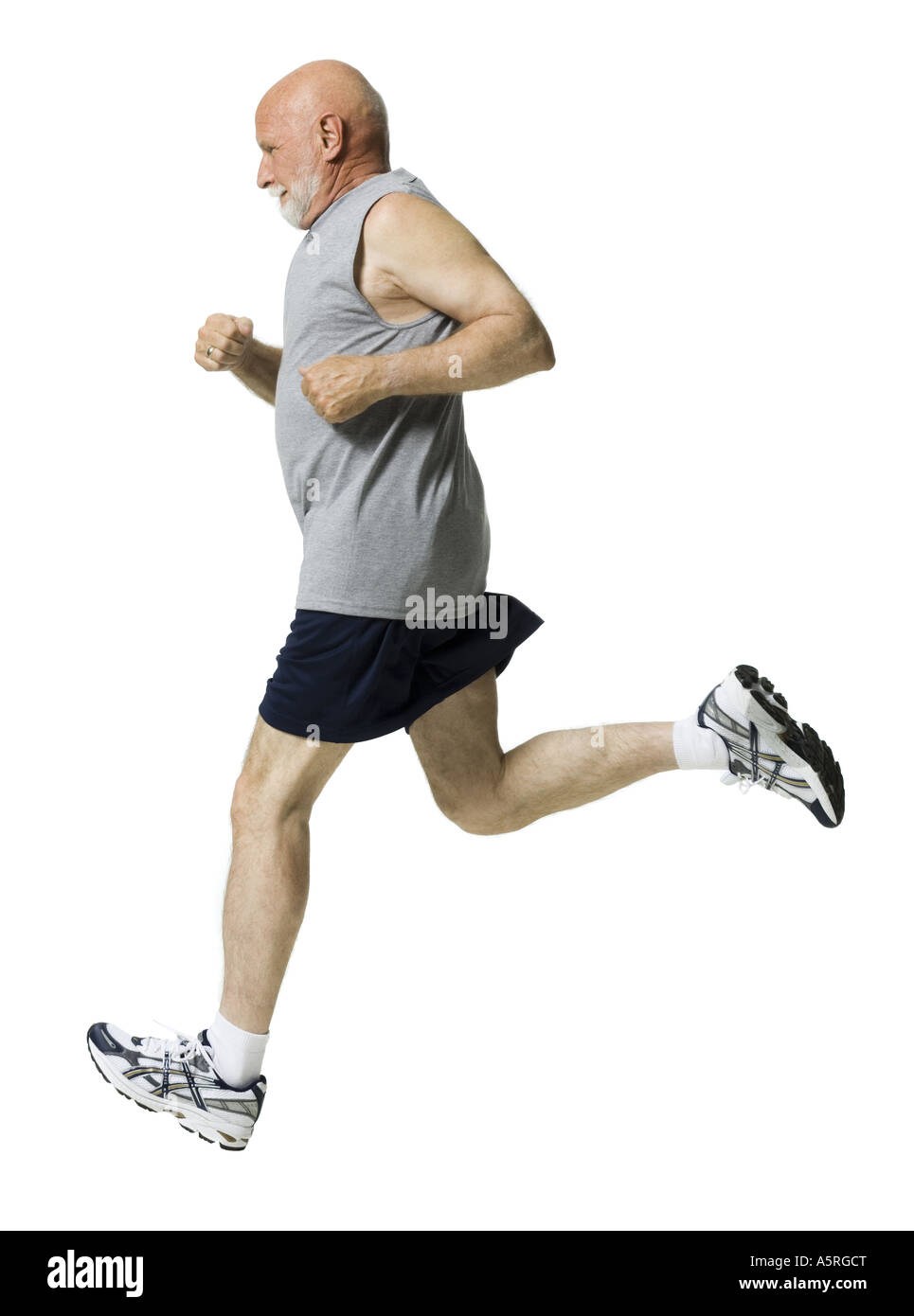 Profile of a senior man jogging Stock Photo - Alamy