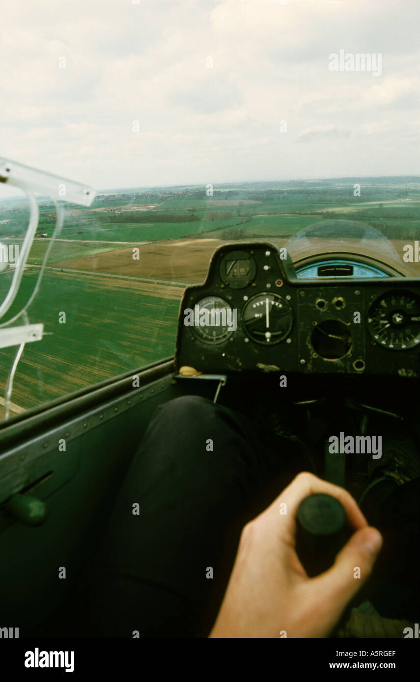 Pilot's eye view from a glider cockpit, flying above Husband's Bosworth ...
