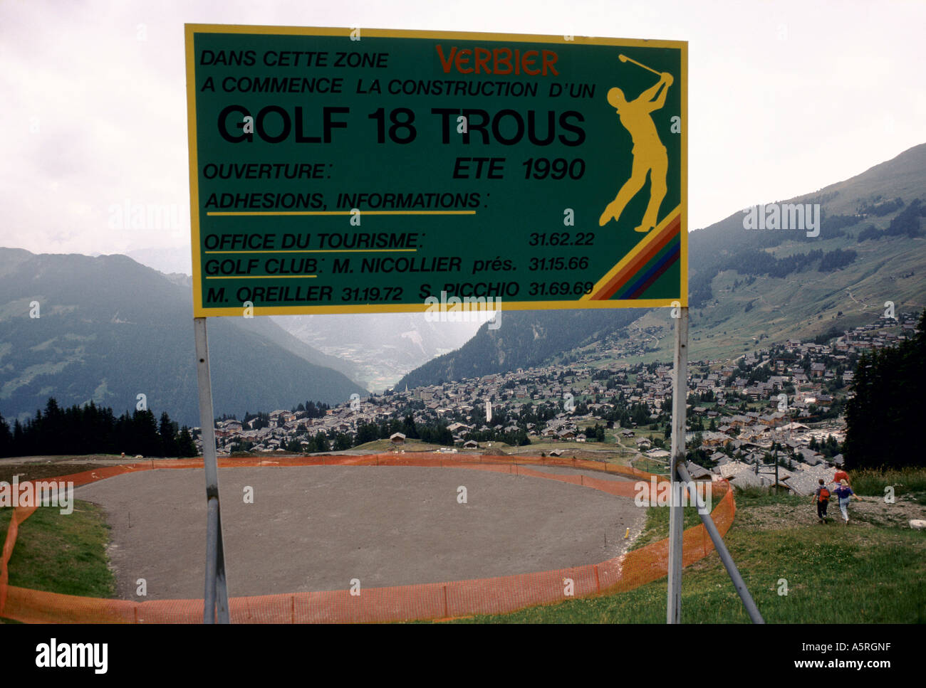 POLLUTION IN THE ALPS. A GOLF COURSE IS BEING BUILT AT THE SKI RESORT ...