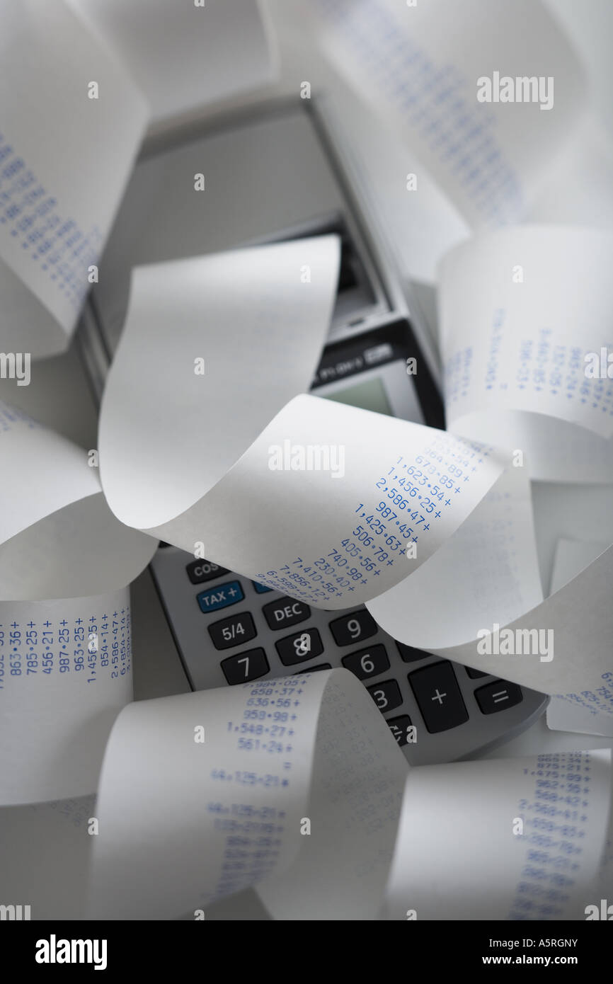 Close up of an adding machine tape Stock Photo - Alamy