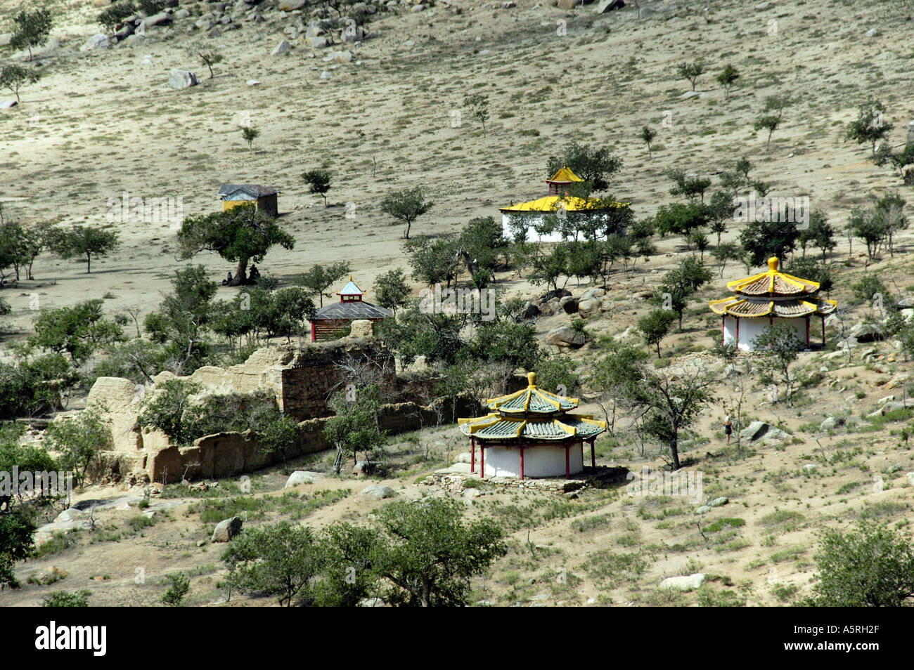 Site of various temples of buddhist monastery Uvgunt Mongolia Stock ...