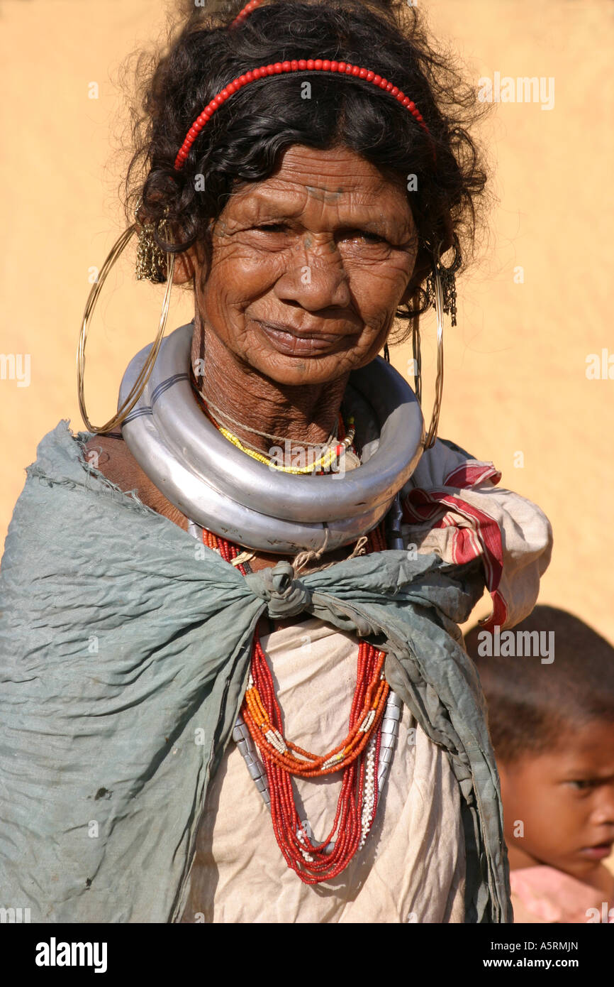 Primitive Gadaba woman wearing traditional jewellery in her remote ...