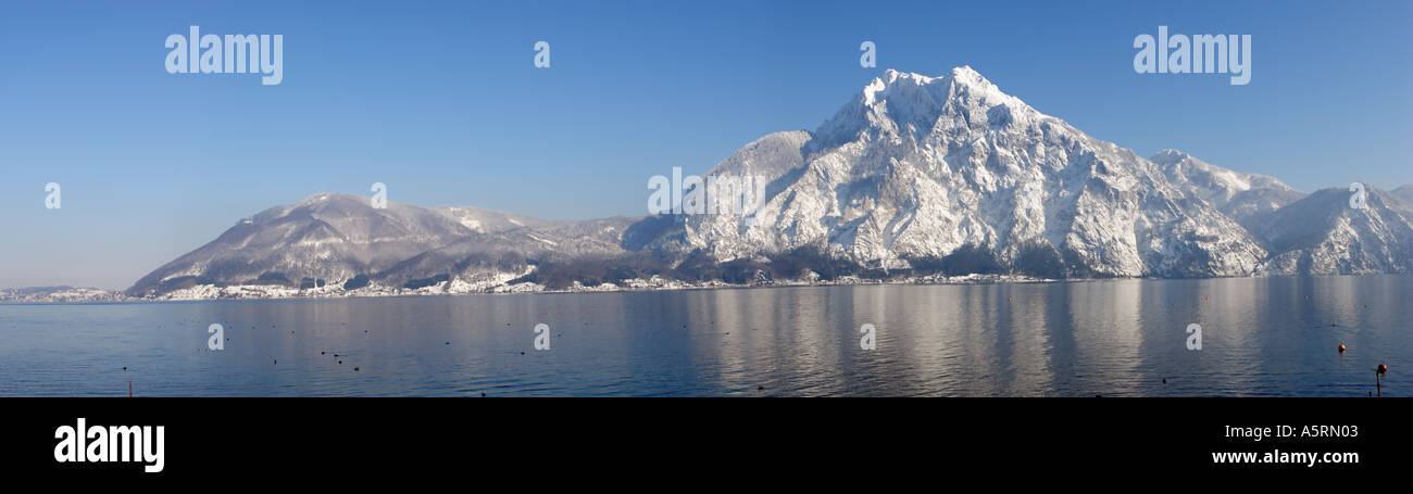 the mountain Traunstein and the Traun lake Upper Austria Stock Photo ...