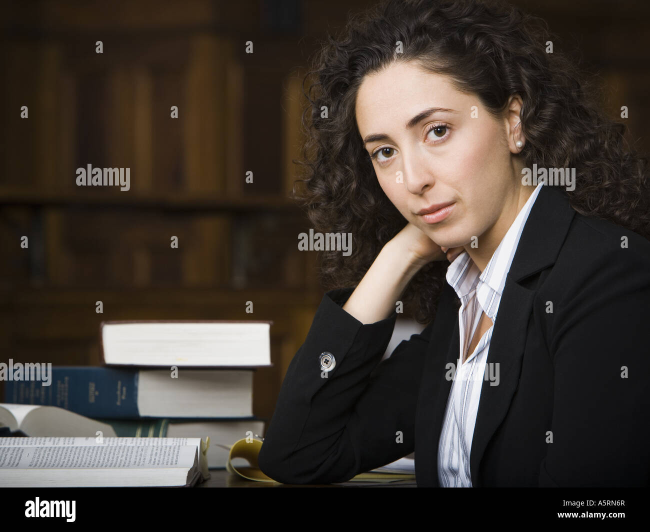 Female lawyer smiling in courtroom Stock Photo - Alamy