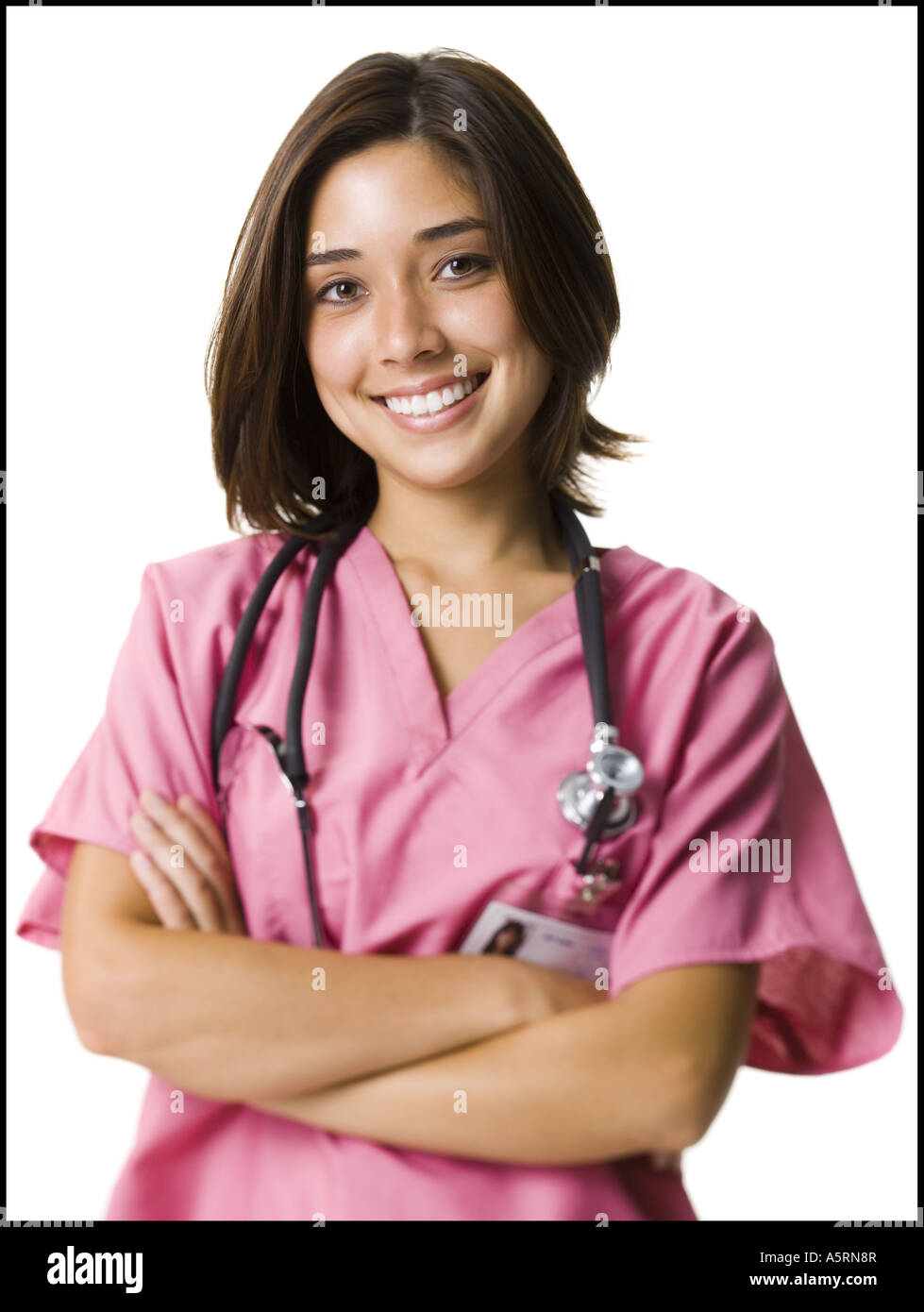 Female doctor in pink scrubs Stock Photo - Alamy