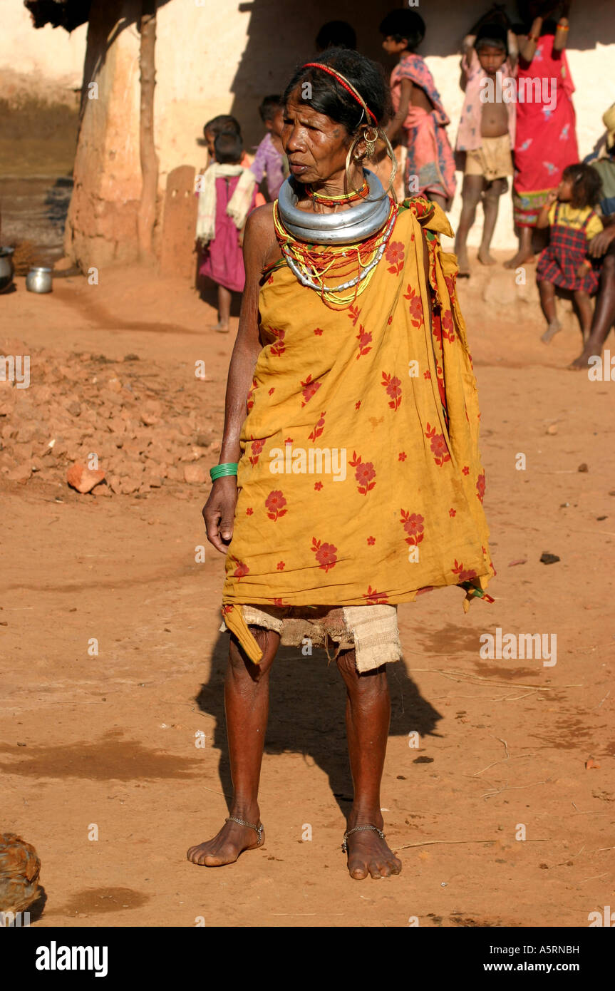 Primitive Gadaba woman wearing traditional jewellery in her remote ...