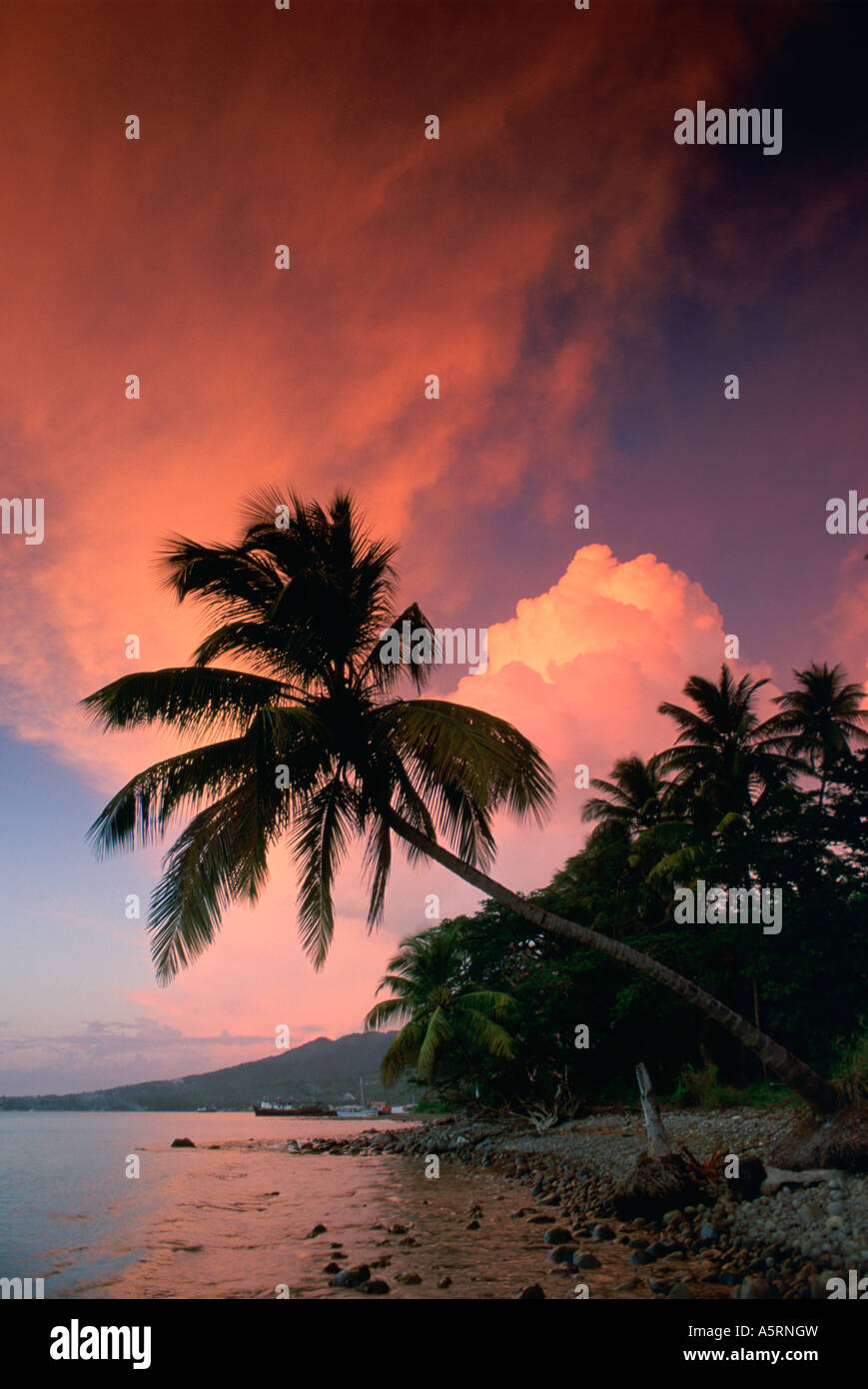 Sunset over Prince Rupert Bay Dominica Island Caribbean Sea Stock Photo ...