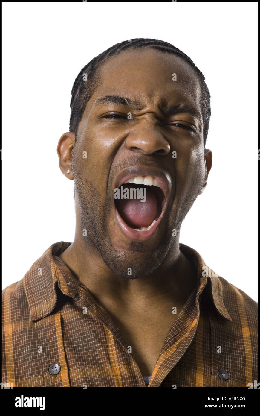 African American man yelling Stock Photo - Alamy