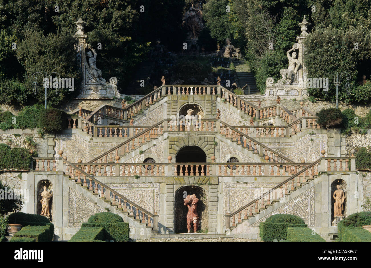 monumental stairway in the park of the villa Garzoni in Collodi Tuscany ...