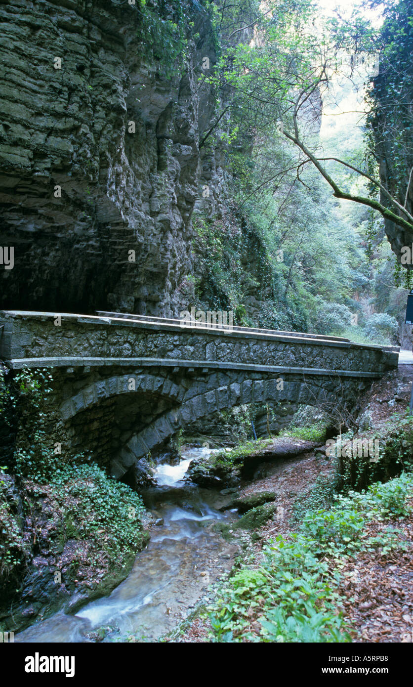 road bridge in a canyon near Pieve di Tremosine near Lake of Garda ...