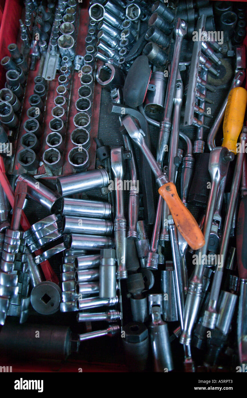 Wrenches inside Mechanics Tool Box Stock Photo - Alamy
