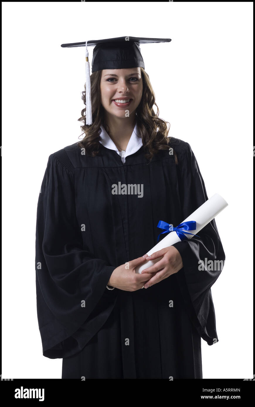 Female student graduate holding diploma Stock Photo - Alamy