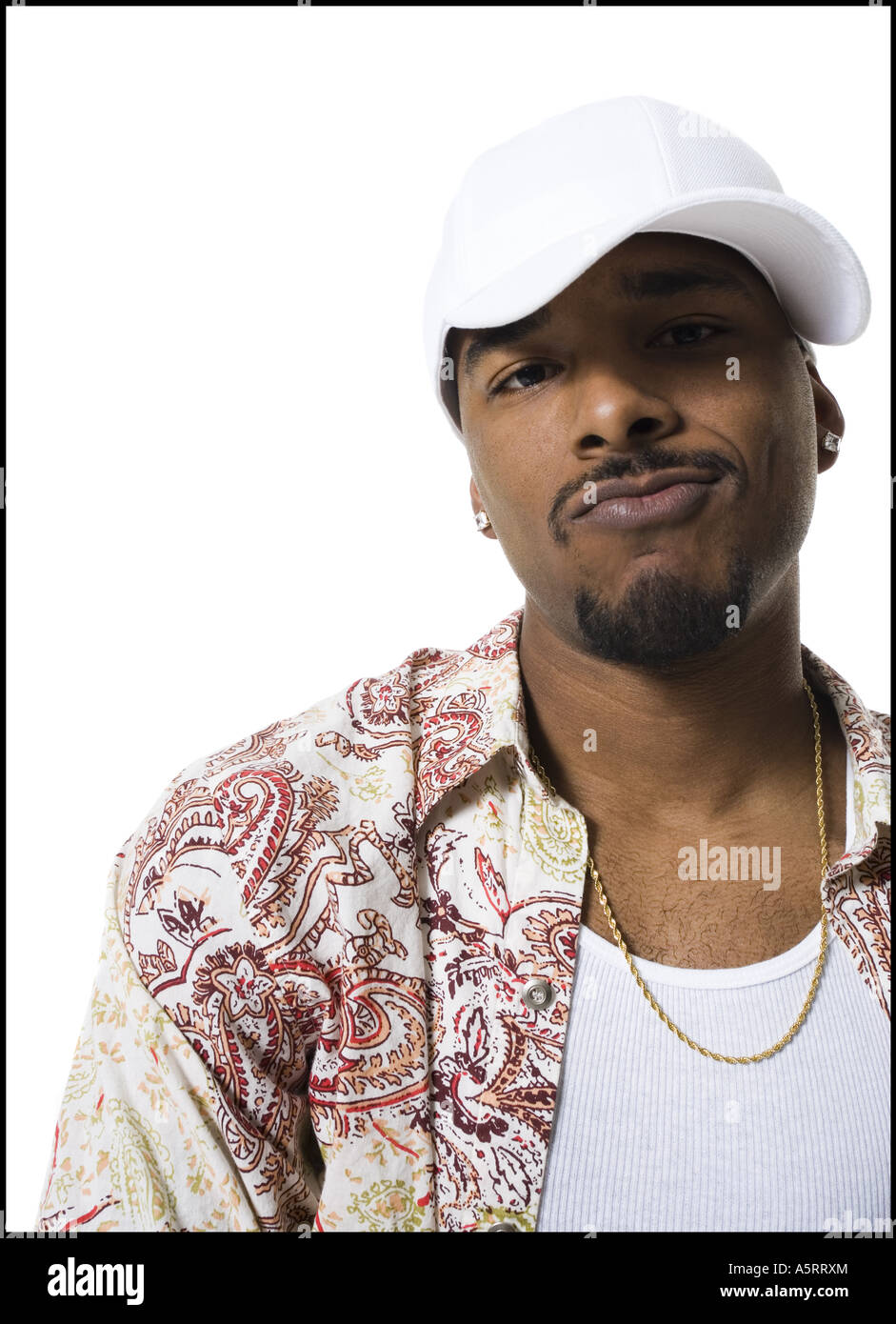 African American with ball cap smirking Stock Photo - Alamy