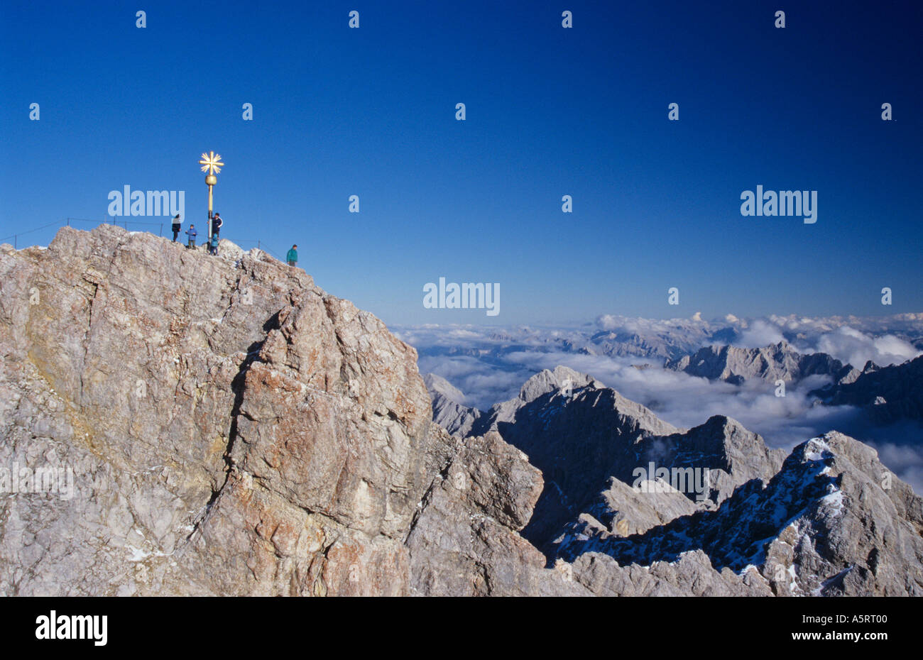Zugspitze peak with summit cross hi-res stock photography and images ...