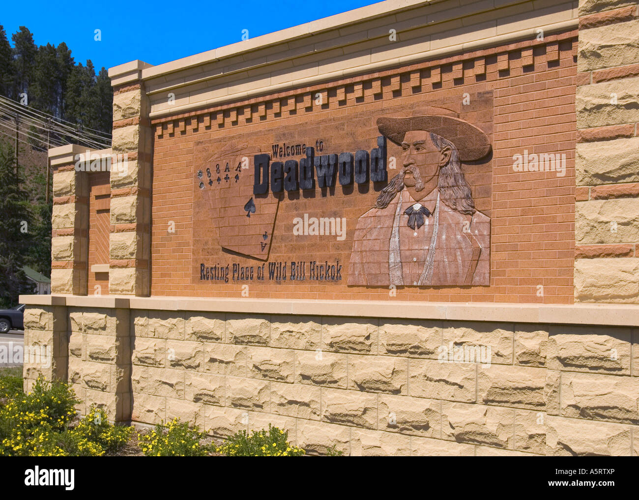 Signs welcoming visitors to the city of Deadwood South Dakota and home ...
