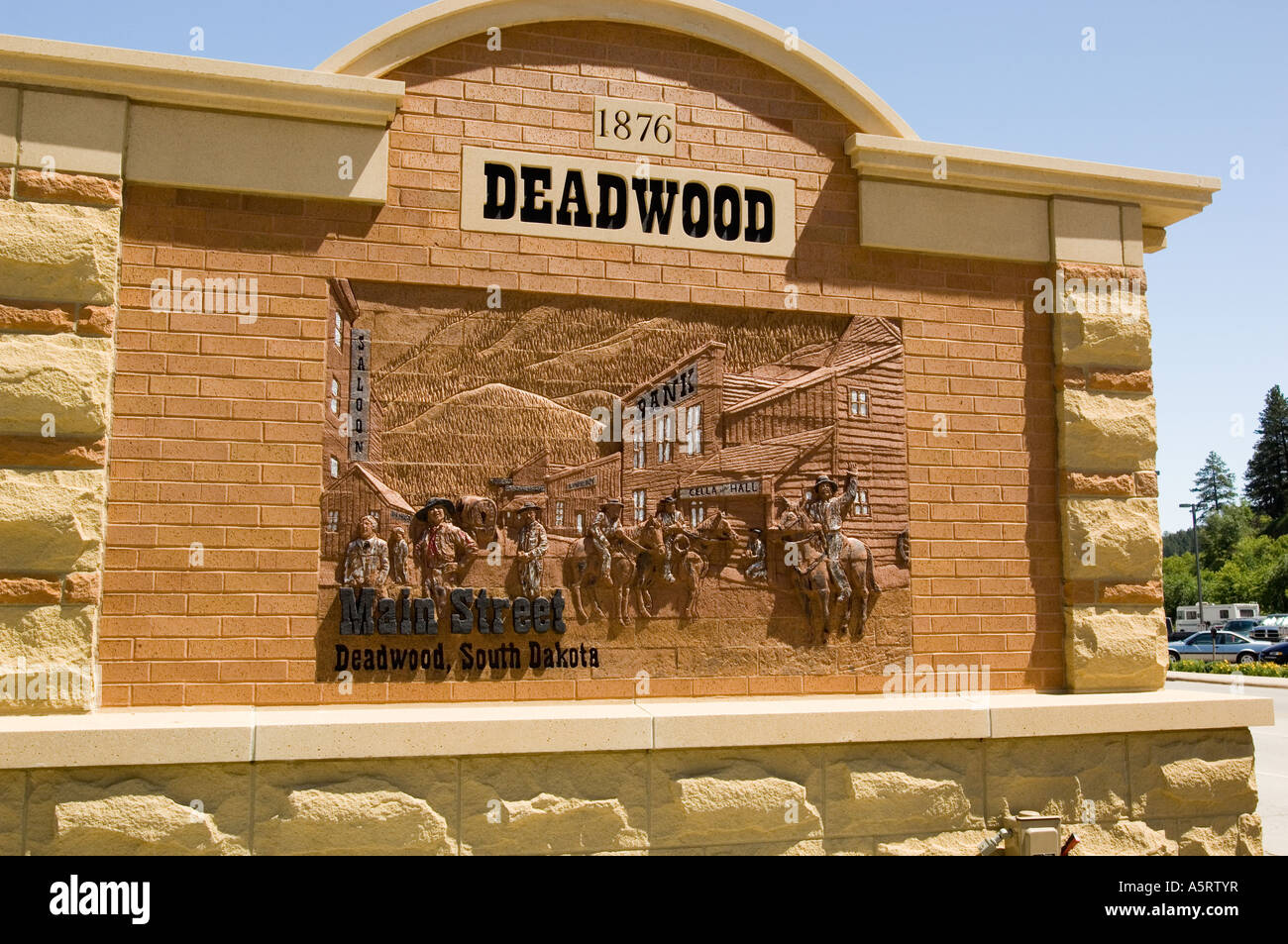 Signs welcoming visitors to the city of Deadwood South Dakota and home ...