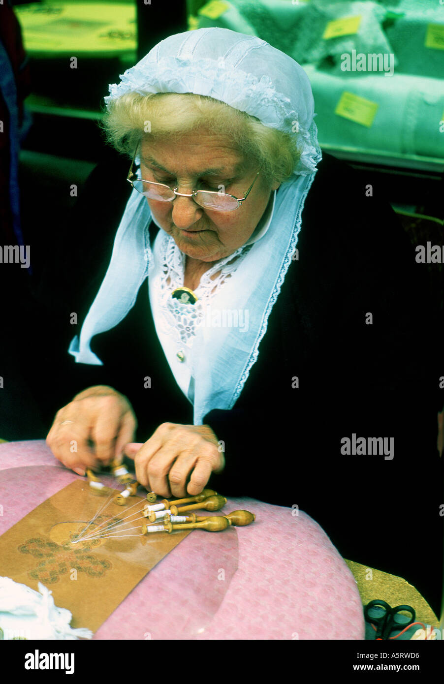 lacemaker in Bruges Belgium Stock Photo - Alamy