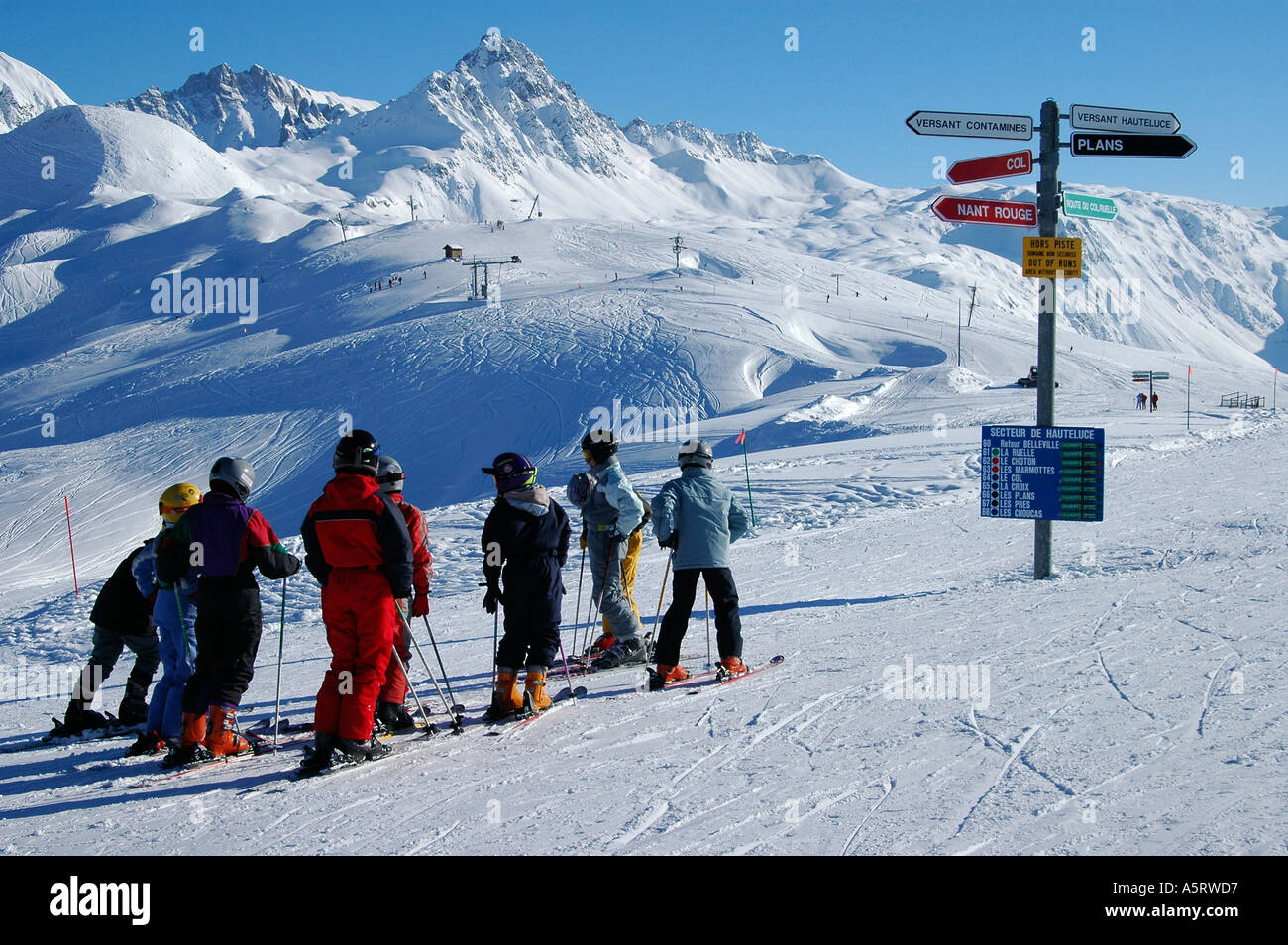 On the ski slopes of Les Contamines France Stock Photo - Alamy