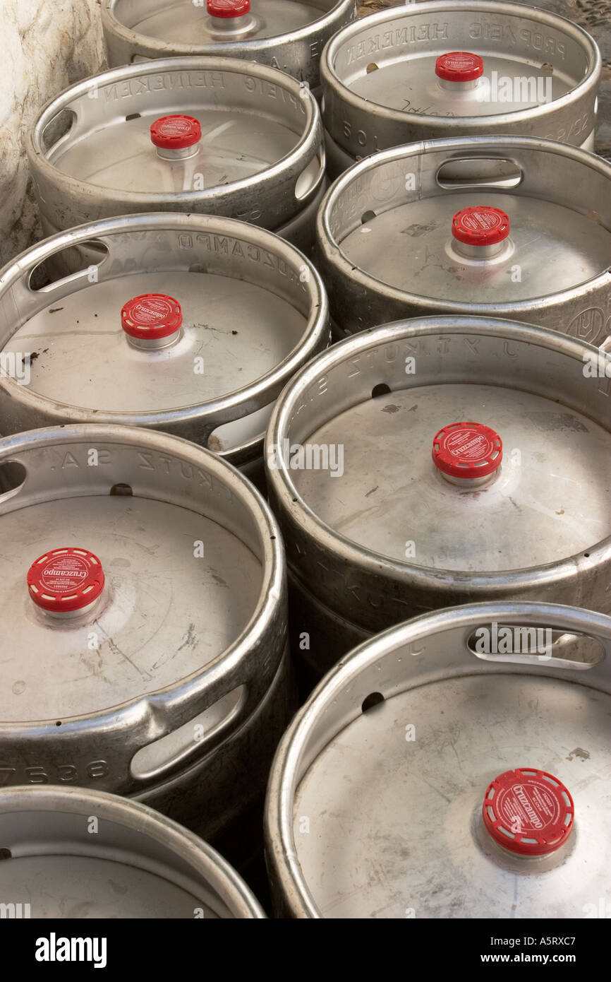Metal beer barrels Stock Photo - Alamy
