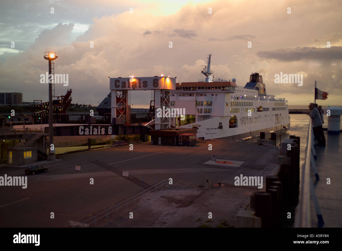 Calais docks at evening Stock Photo - Alamy