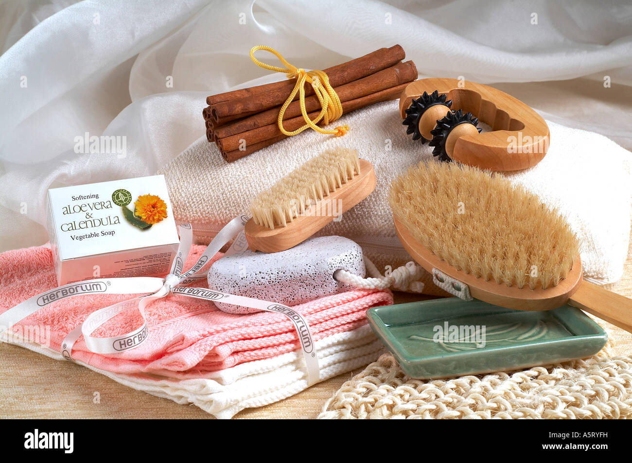Collection of bath related items Stock Photo - Alamy