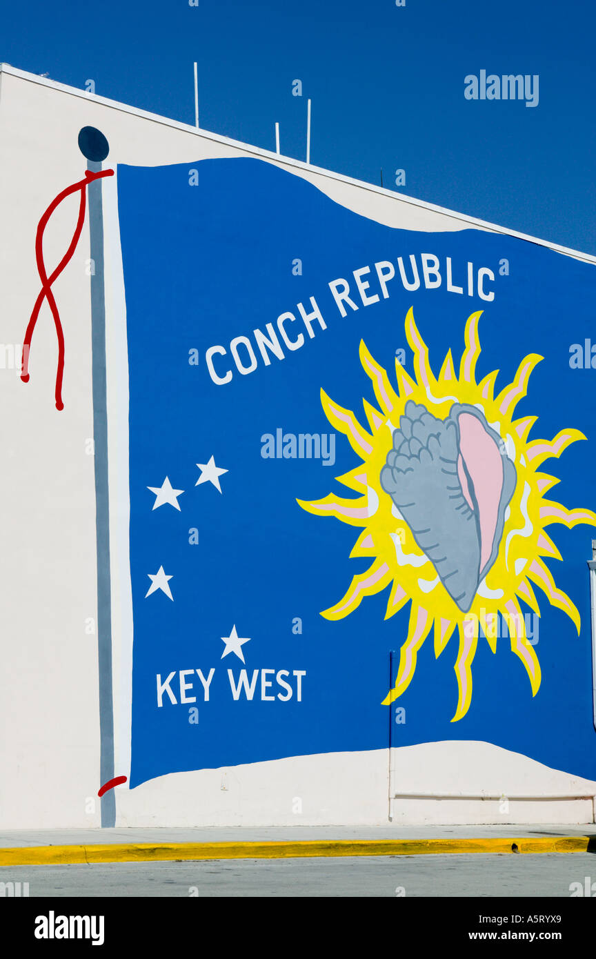 Street Mural of the Conch Republic Key West Florida Stock Photo - Alamy