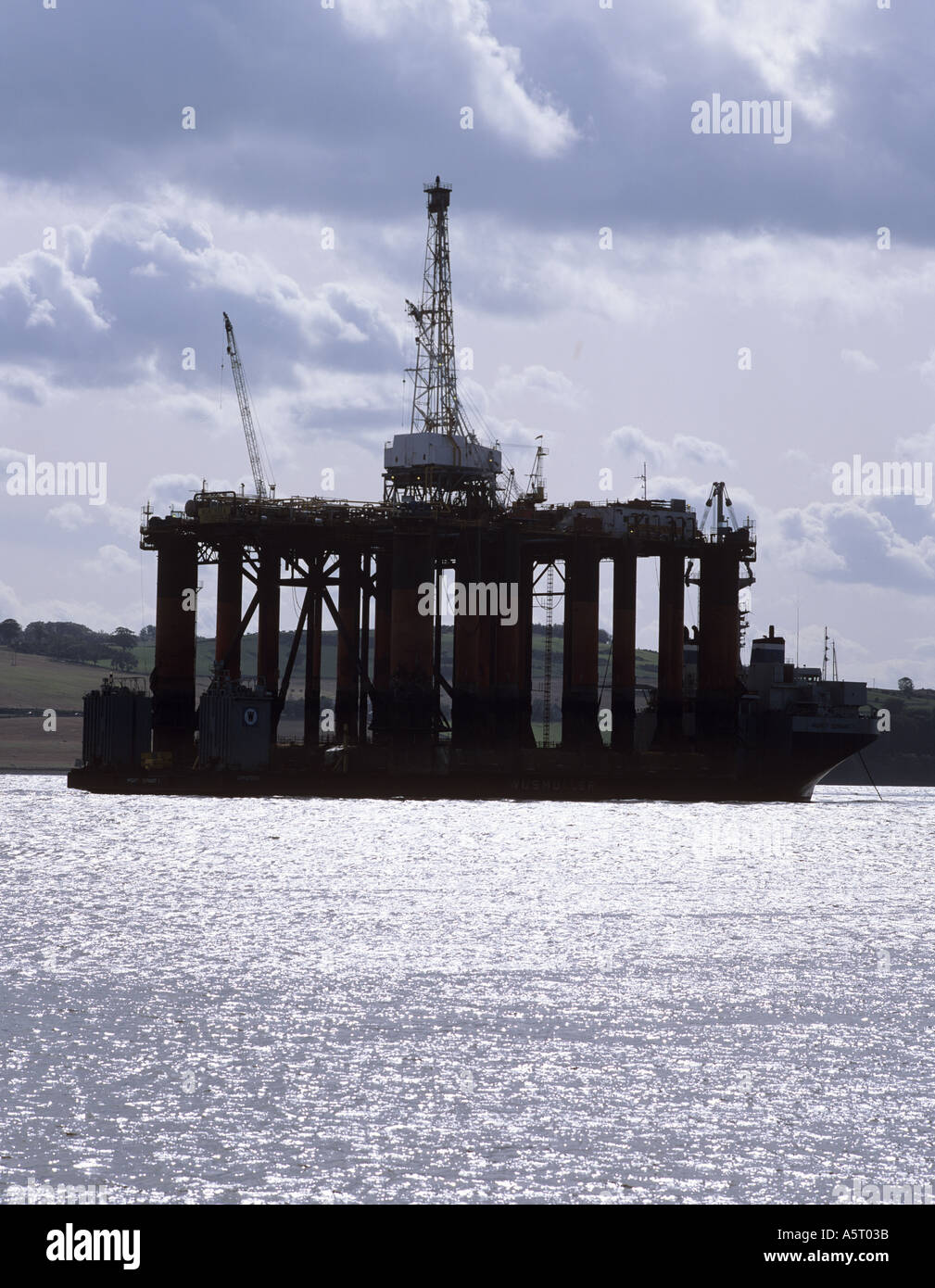 Semi Submersible Oil Rig on Ship Firth of Tay Scotland Stock Photo - Alamy