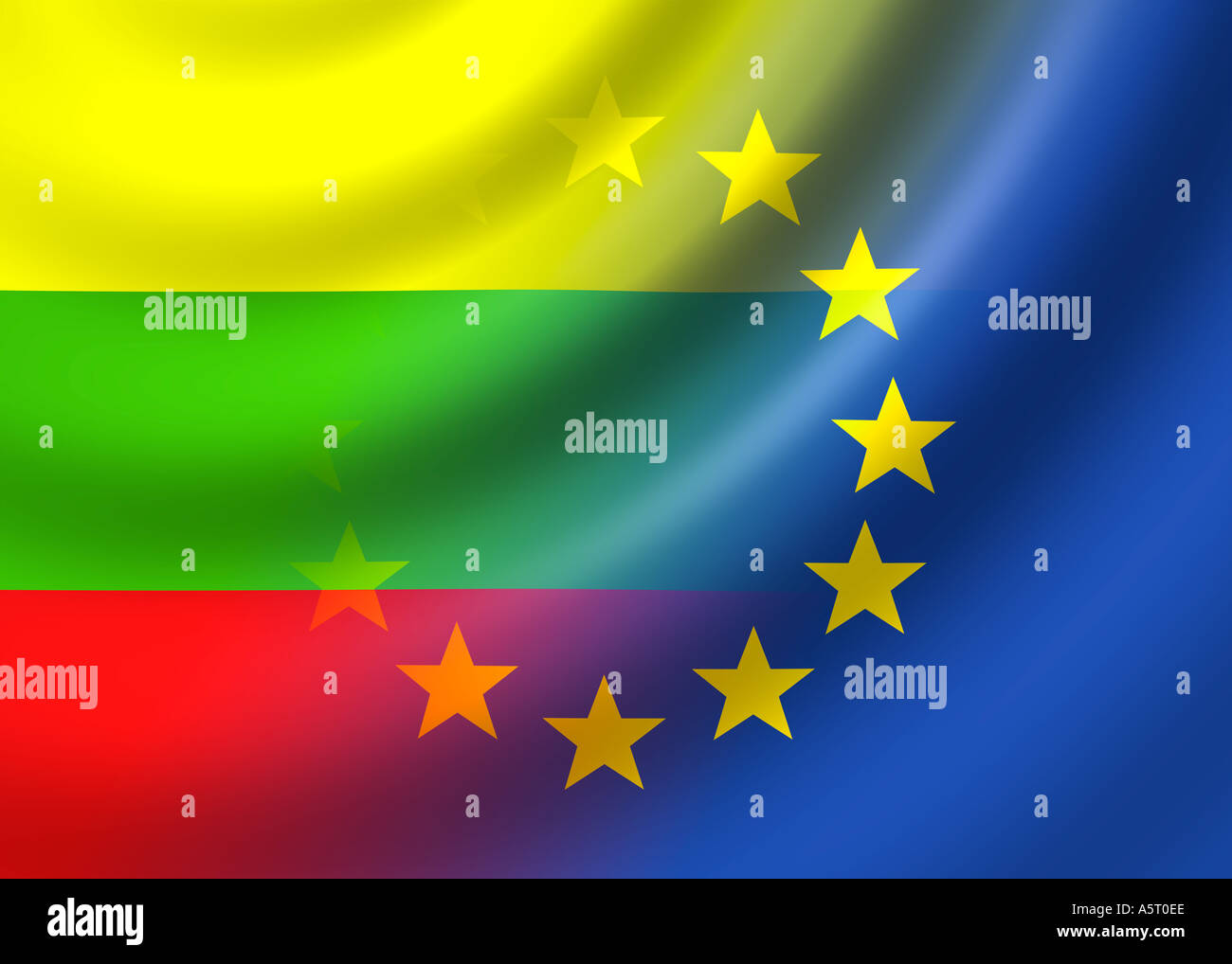 Flag of The Lithuania and EU flag European Union Stock Photo - Alamy