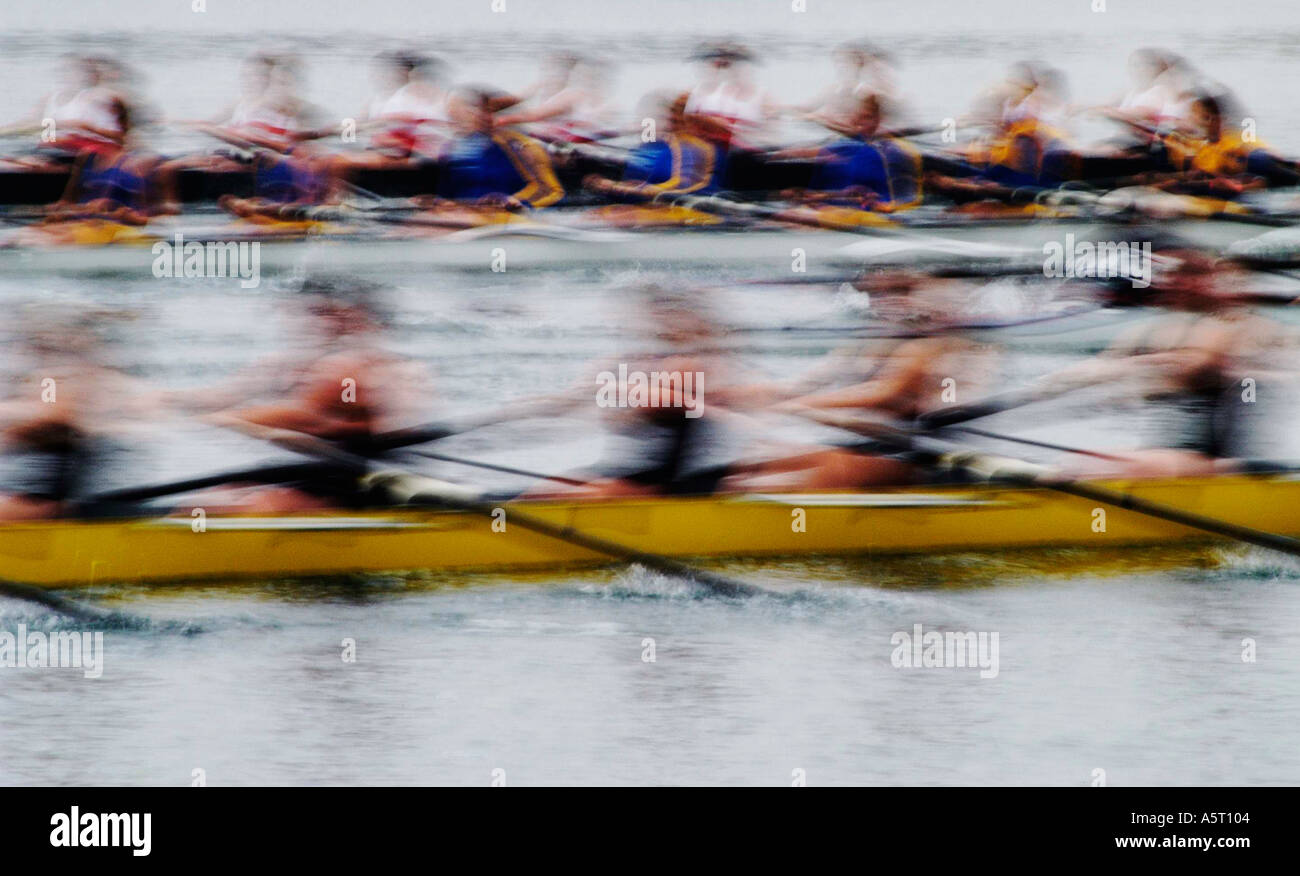 Crew Rowing in Race Stock Photo - Alamy
