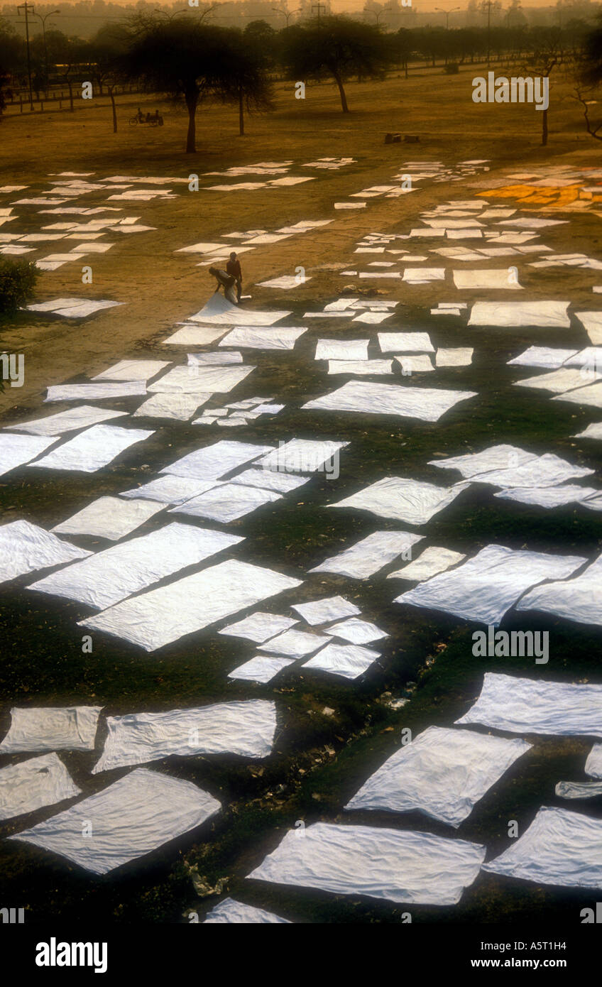 Washing drying in the sun under the walls of the Red Fort Delhi India ...