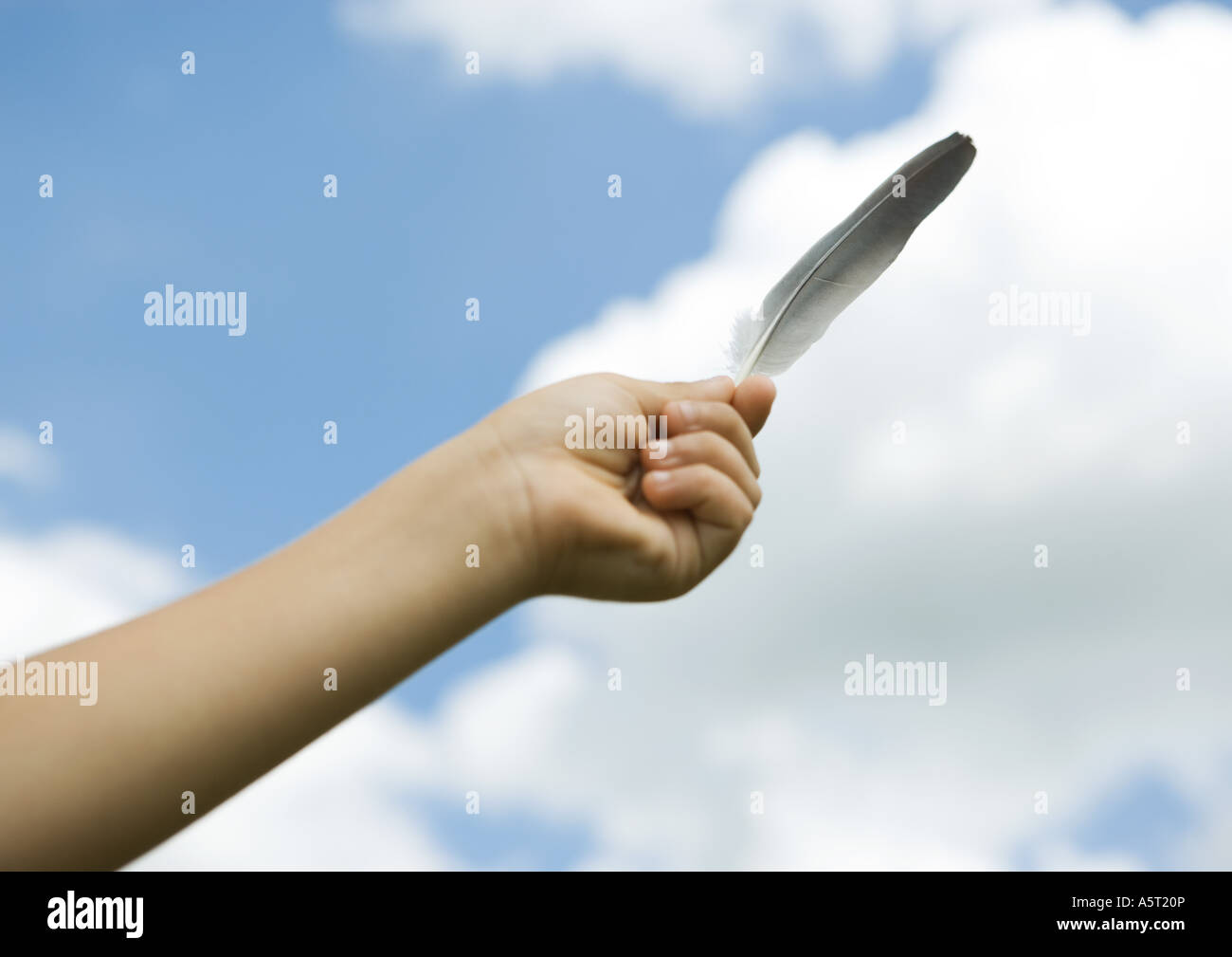 Child hand holding feathers hi-res stock photography and images - Alamy