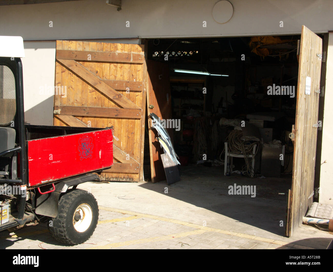 Empty Boat Shed Queensway Gibraltar marine marina boatshed open door ...