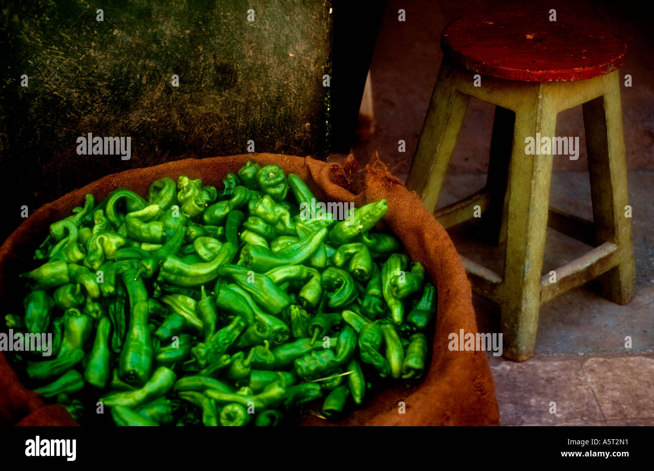 Green Chillies for sale in the market at Aswan. Egypt Stock Photo - Alamy