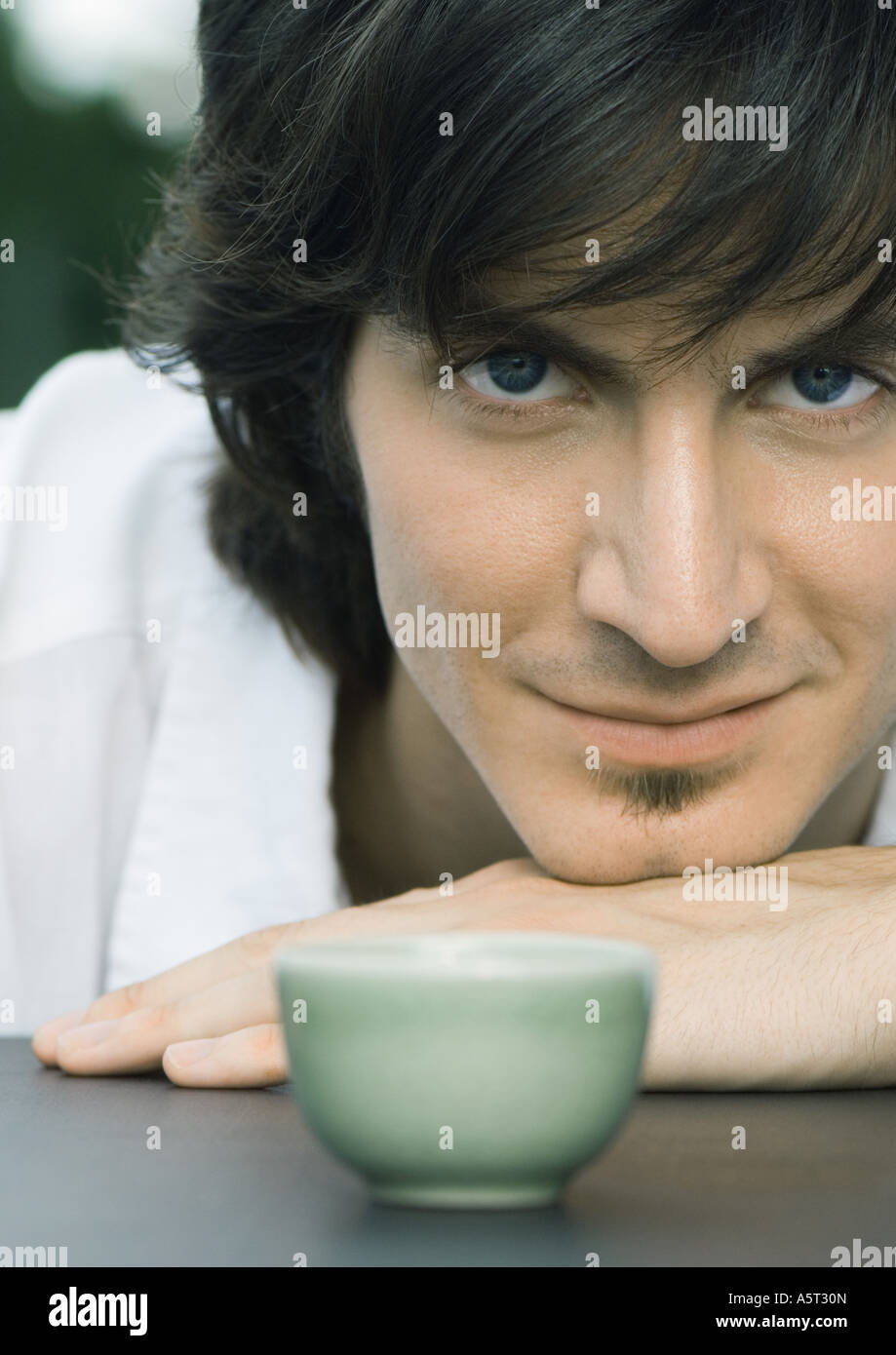 Man with teacup Stock Photo - Alamy