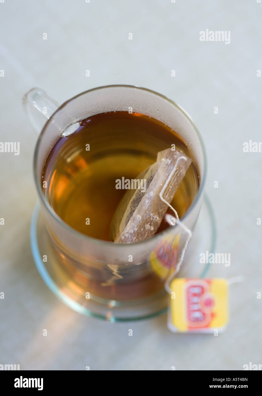 Teabag steeping in mug Stock Photo - Alamy