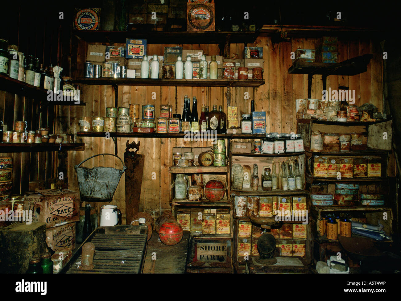Preserved goods inside Scott s hut at Cape Evans Ross Island Antarctica ...