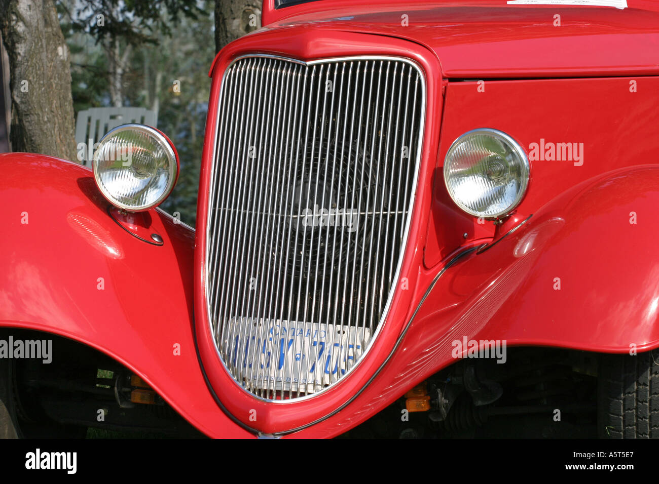 red vintage automobile grille Stock Photo - Alamy