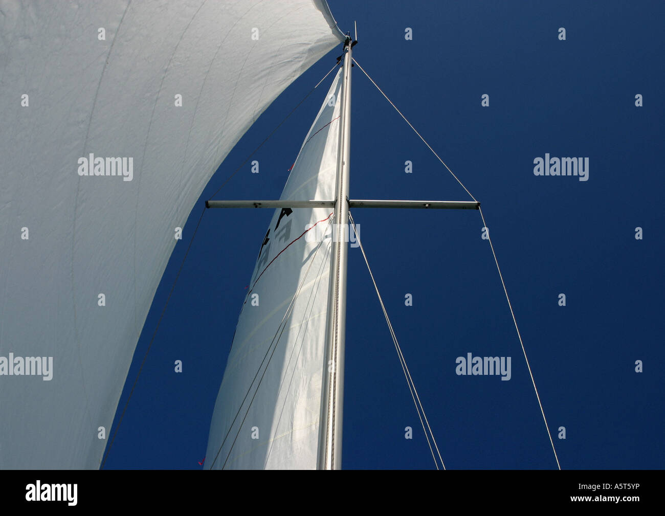 Sailboat, low angle view of sail Stock Photo - Alamy