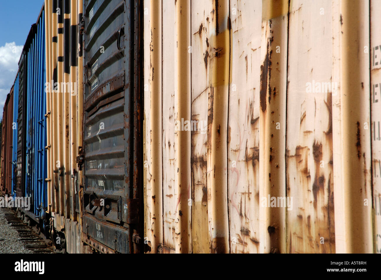 Color closeup of a freight train on a siding. Camera: Nikon D2x Stock ...