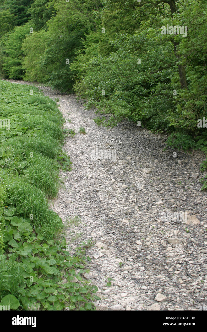 Dry river bed of the River Manifold in the Peak District Derbyshire ...