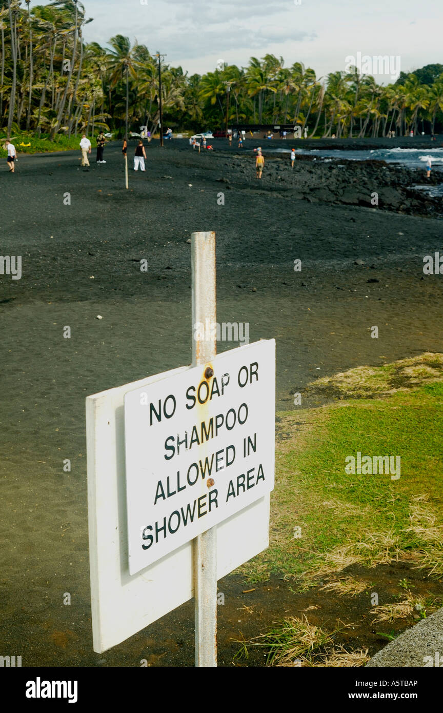 No soap or shampoo allowed in shower area sign, Punalu'u, Hawaii Stock ...