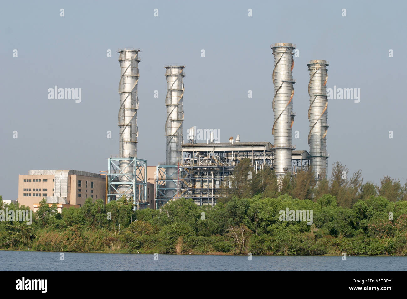 Modern power station in the Kerala backwaters Southern India Stock ...