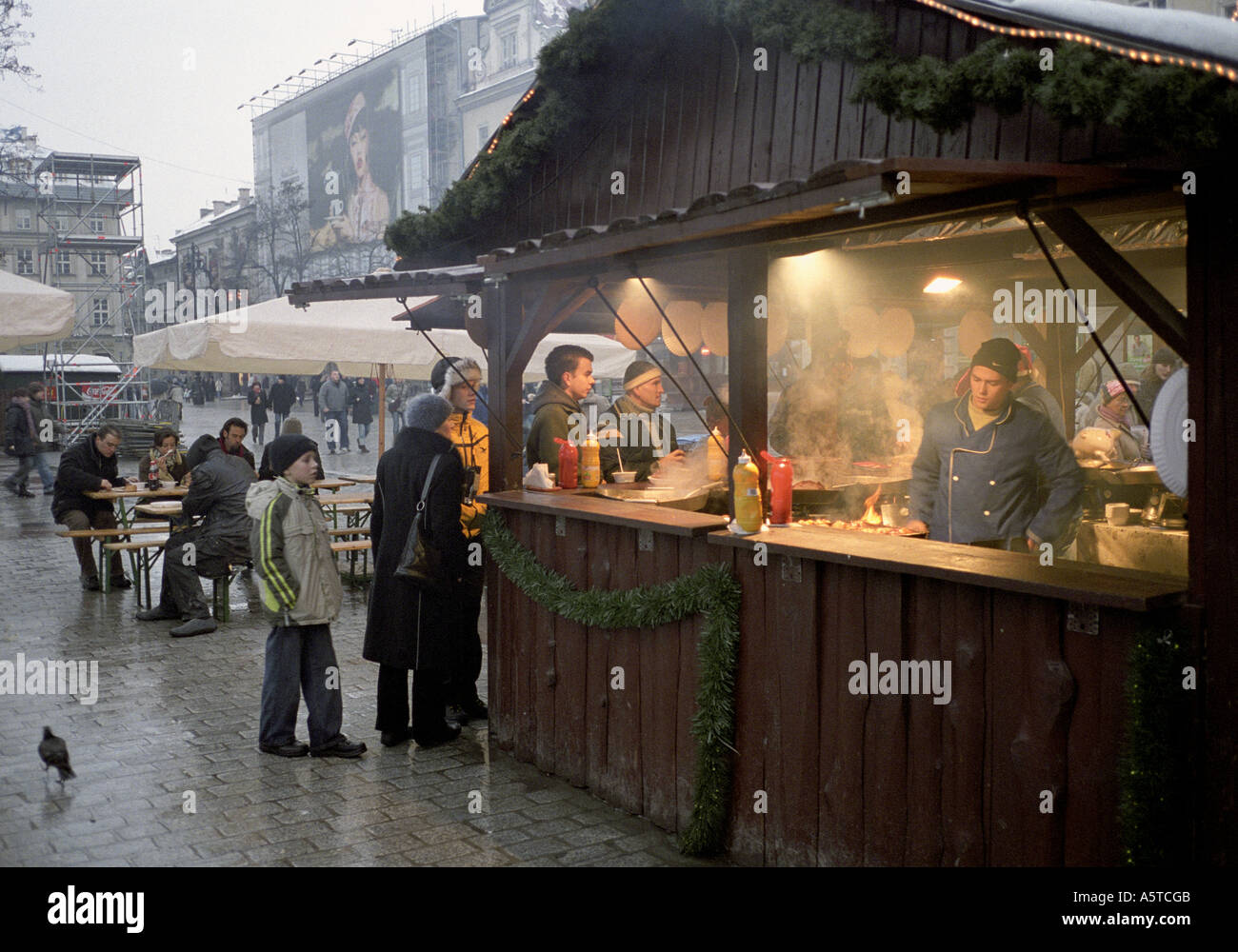 Poland, Cracow, barbecue, food stand Stock Photo - Alamy