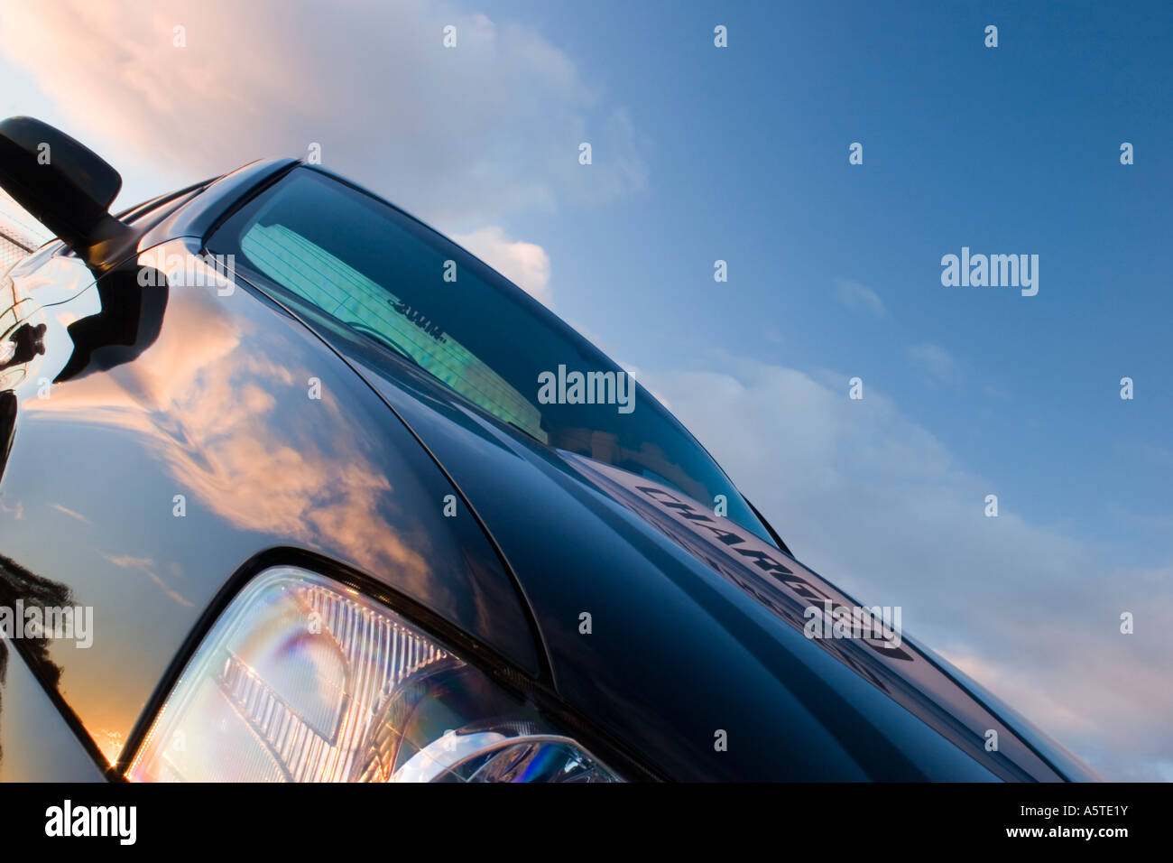 Artistic angle on the front end of a black Australian late model Ford ...